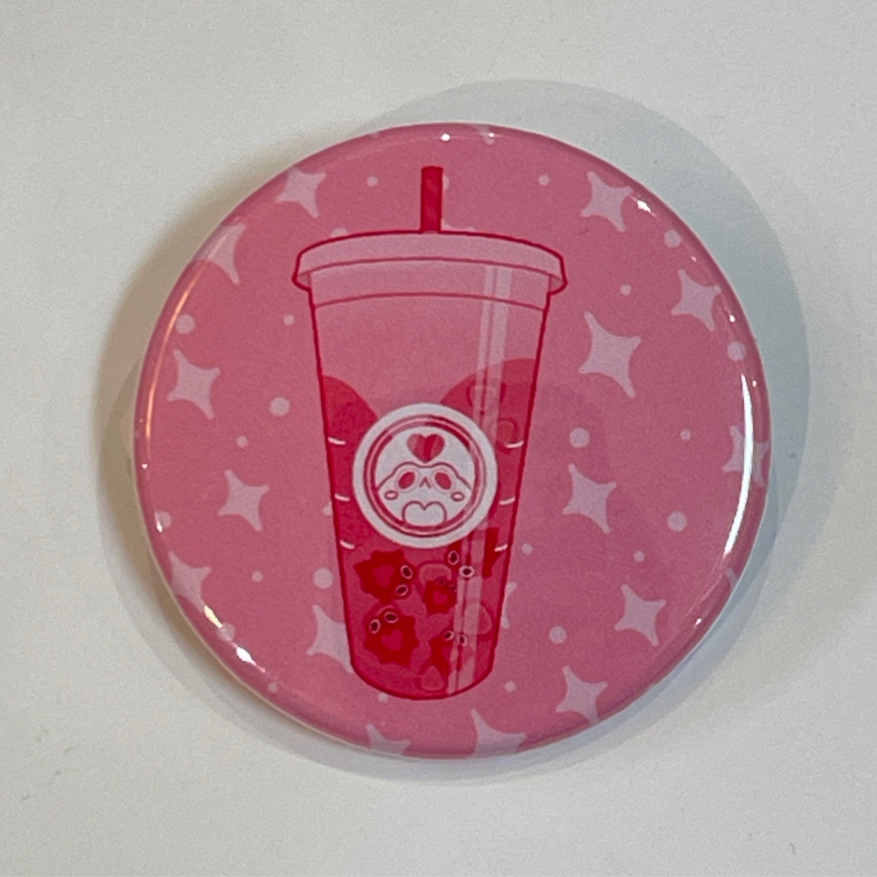 Strawberry Boba Button – Beetlebug Art Collective